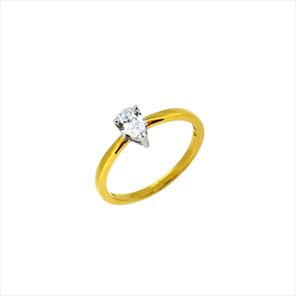 18ct Yellow Gold Pear Shaped Single Stone Diamond Ring – WJ Edwards